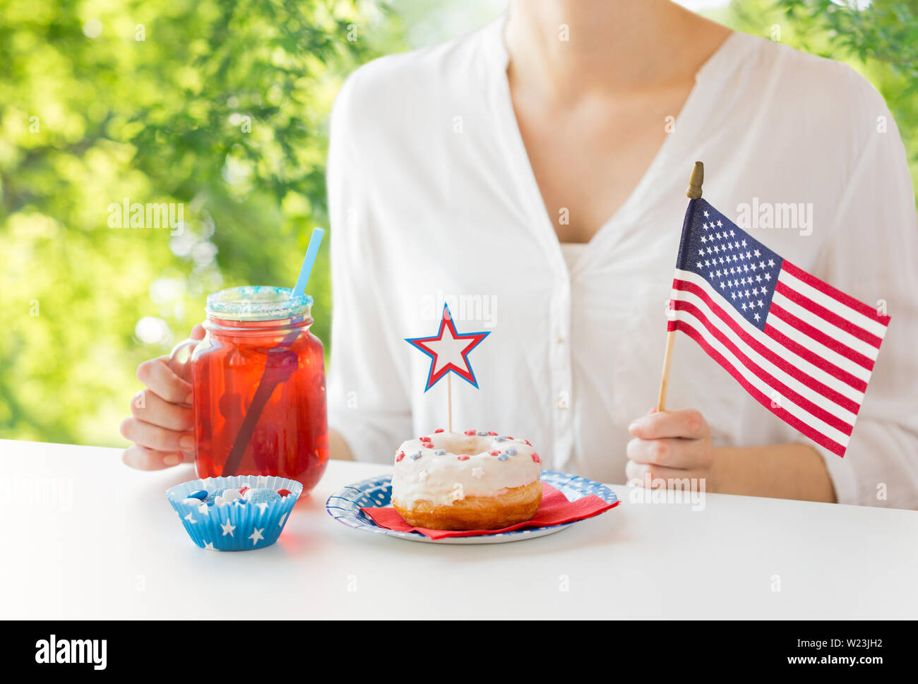 woman celebrating american independence day Stock Photo - Alamy