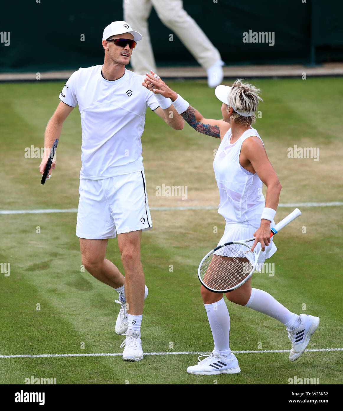 Jamie Murray and Bethanie Mattek-Sands in action in the mixed doubles on day five of the ...