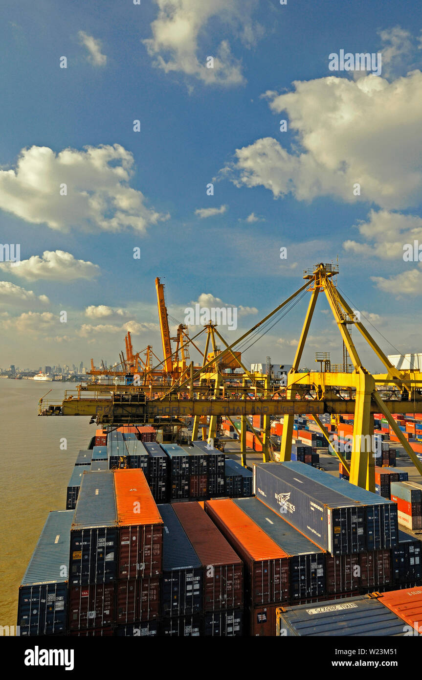 bangkok, thailand - november 23, 2008: containerships loading and ...