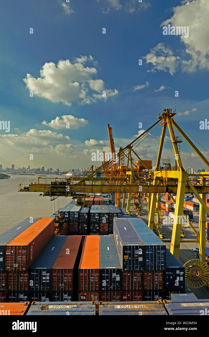 bangkok, thailand - november 23, 2008: containerships loading and ...