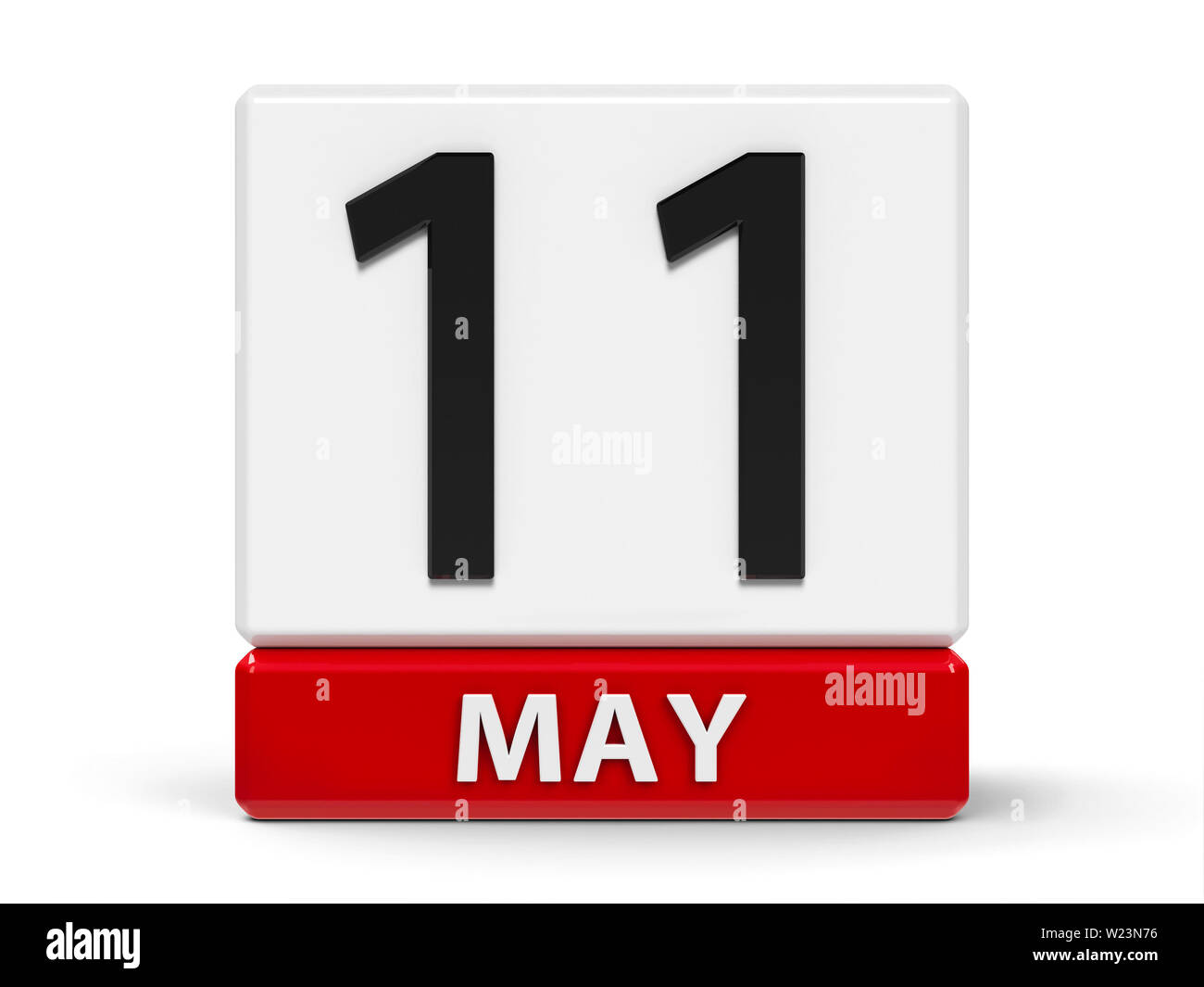 Red and white calendar icon from cubes - The Eleventh of May - on a ...