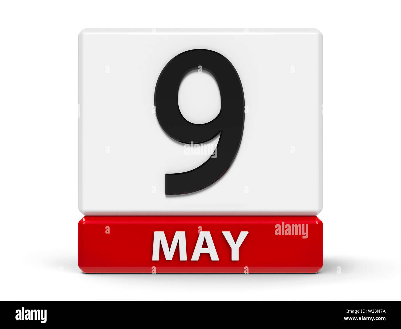 Red and white calendar icon from cubes - The Ninth of May - on a white ...
