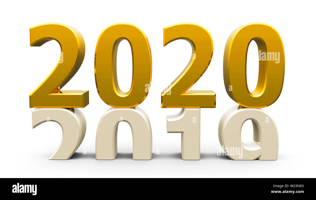 2019-2020 change represents the new year 2020, three-dimensional rendering, 3D illustration ...