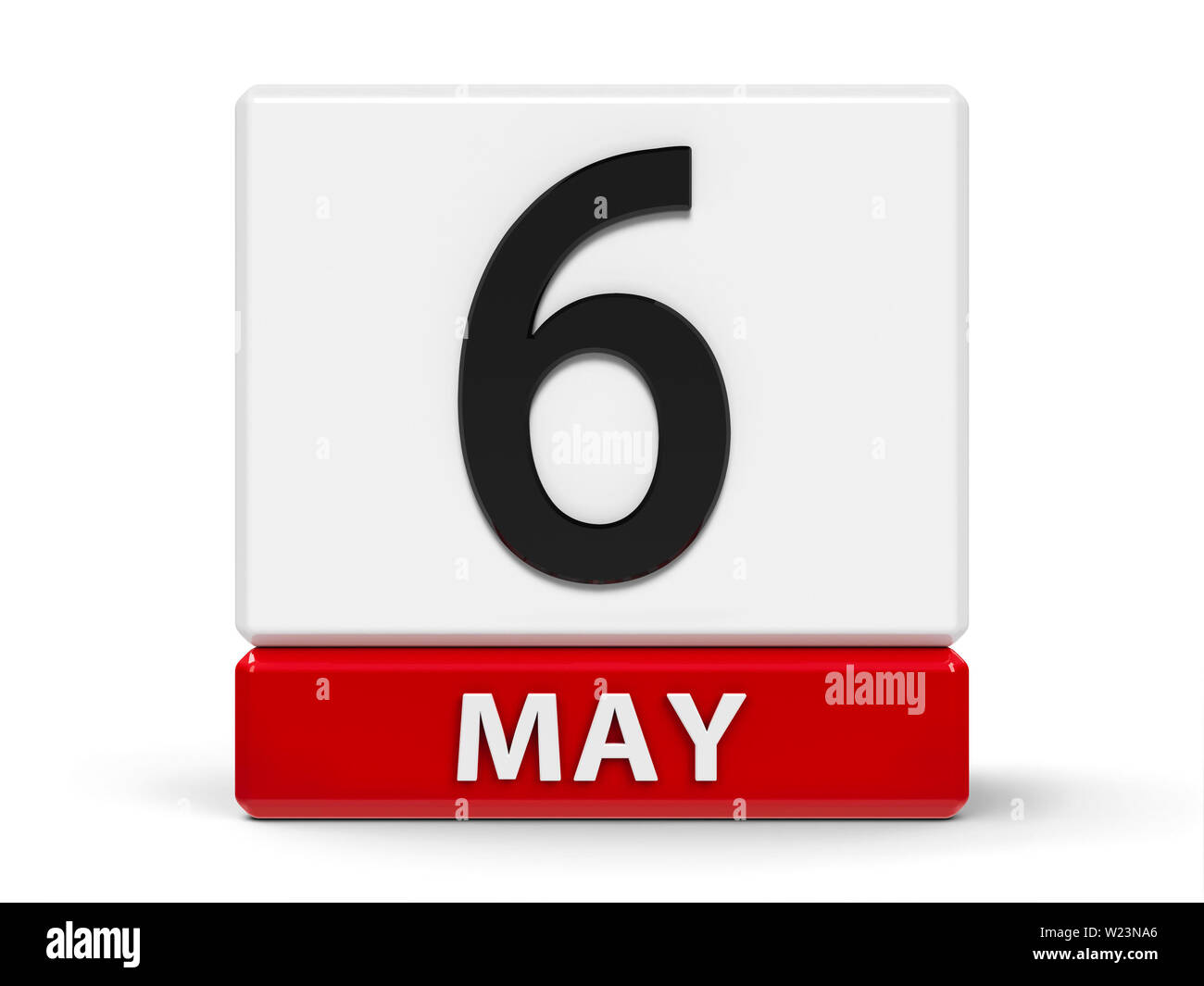 Red and white calendar icon from cubes - The Sixth of May - on a white ...