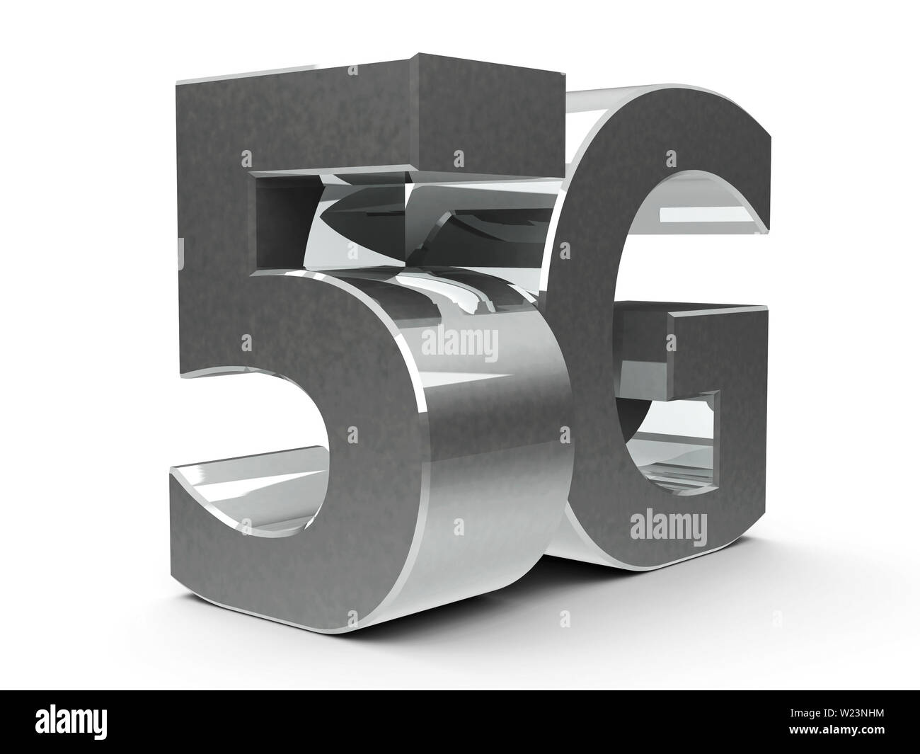 Metal 5g symbol, icon or button isolated on white background, three ...