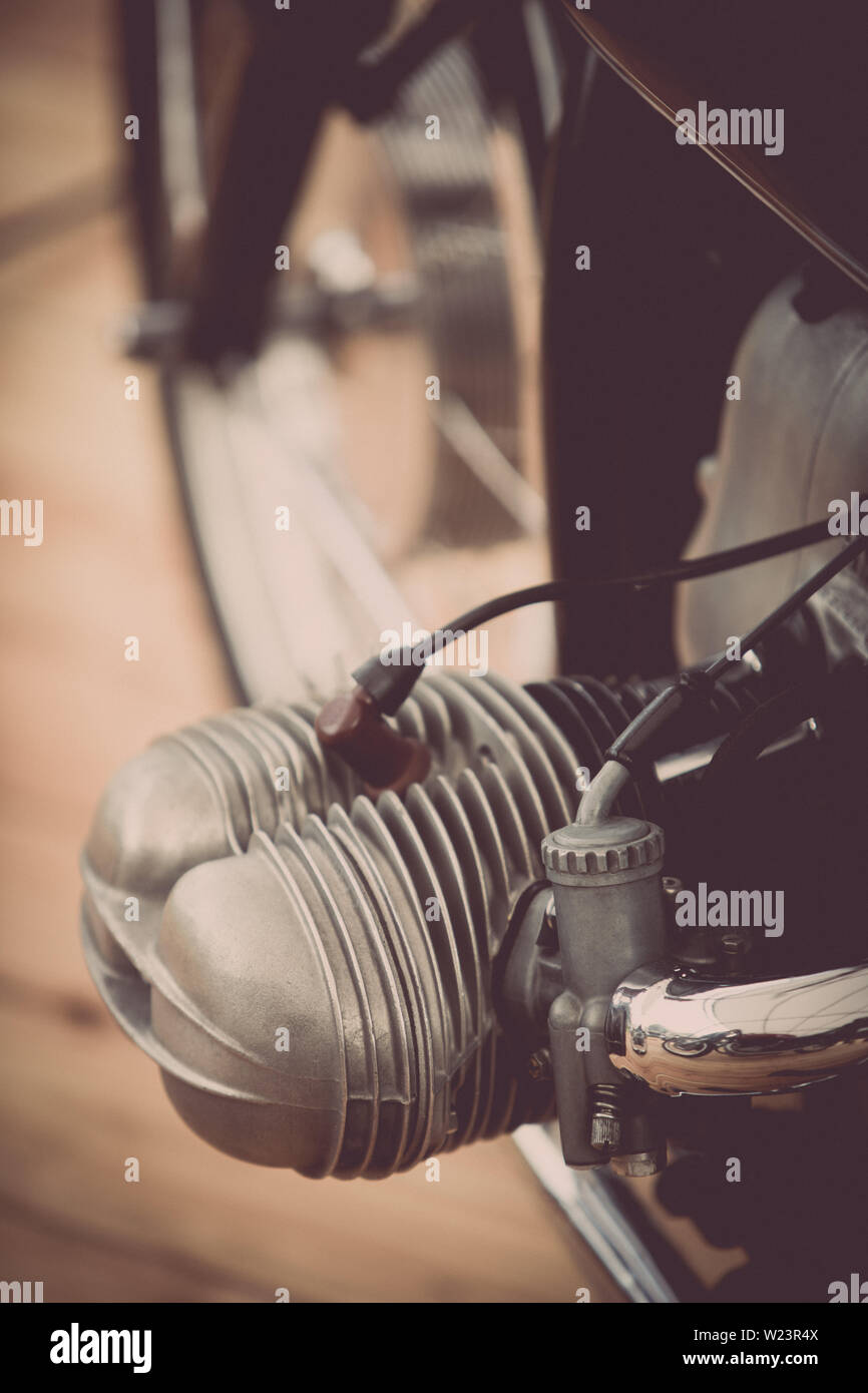 Color detail of a vintage motorcycle boxer engine Stock Photo - Alamy