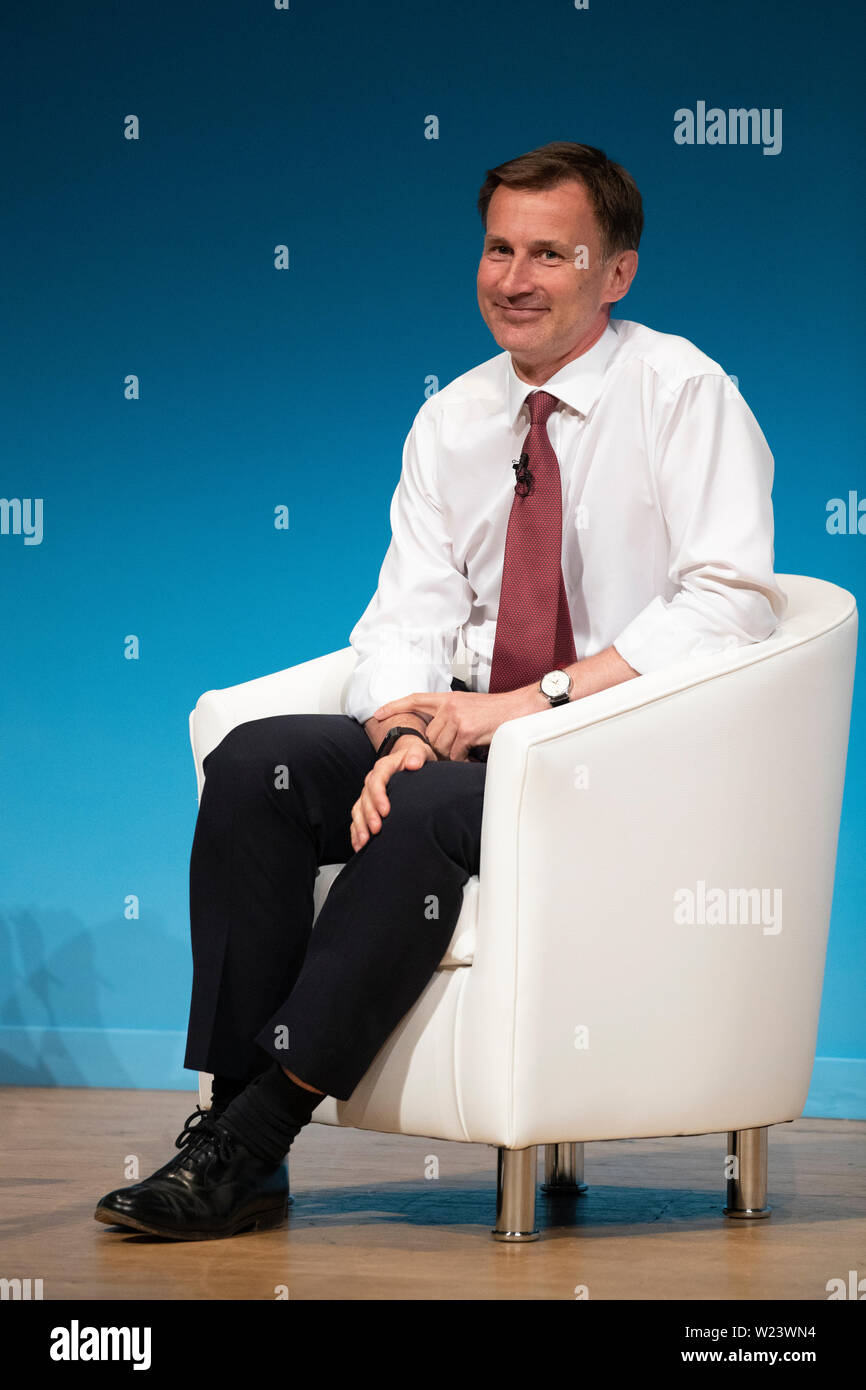 Conservative party leadership contender Jeremy Hunt on stage during a ...