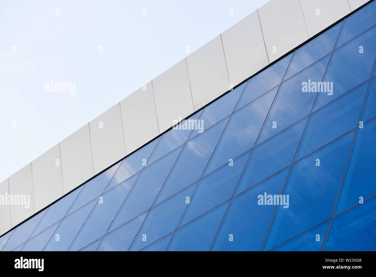 Exterior of generic business center with blue color glass windows Stock ...