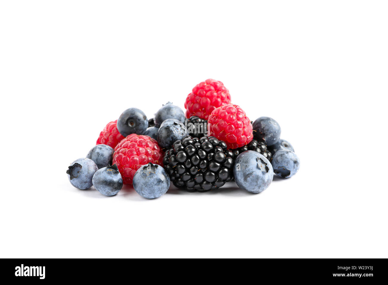 Group of fresh berries isolated on white background, close up Stock ...