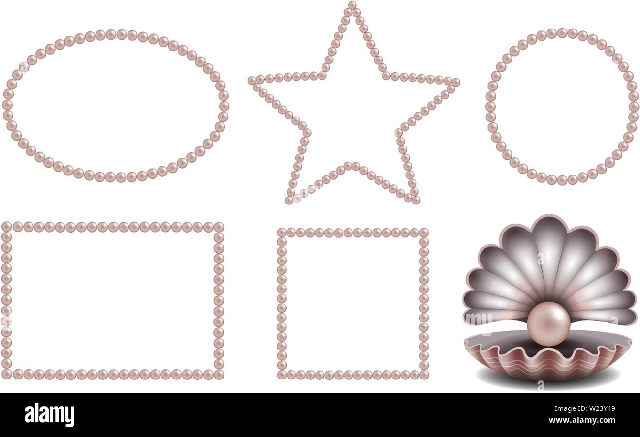 set pink pearls decorative frames collection vector Stock Vector Image ...