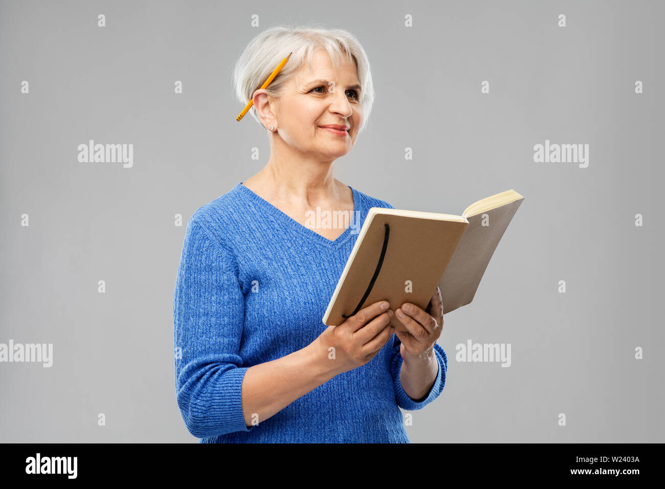 Senior woman female author writer how to hi-res stock photography and ...