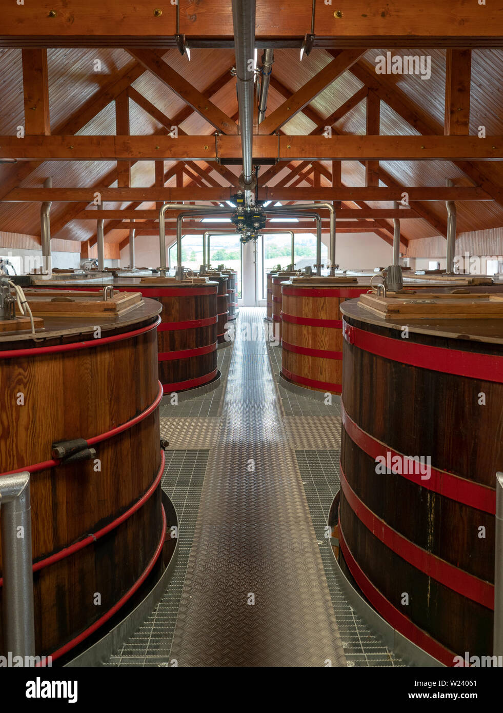 Washbacks at a whisky distillery in Scotland Stock Photo - Alamy