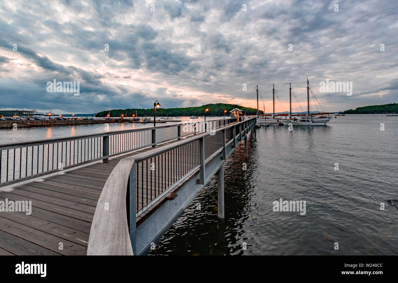 Pier view of Sailboat in Bar harbor Stock Photo - Alamy