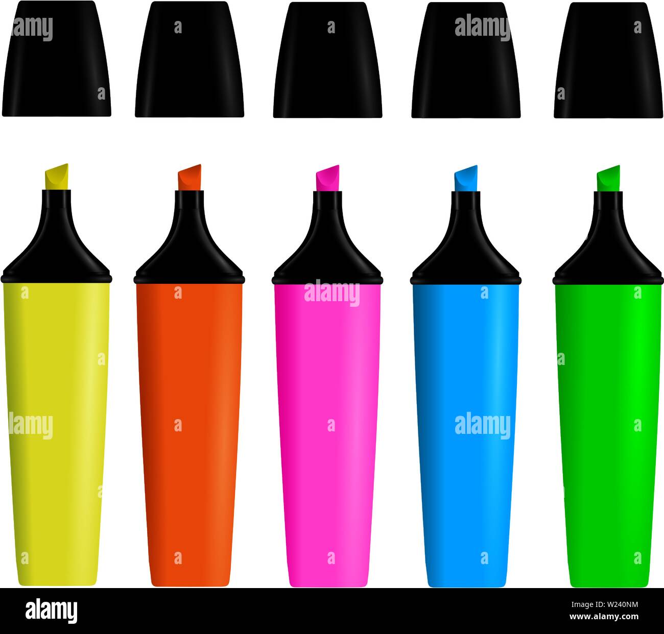 five colors highlighters realistic illustration vector Stock Vector ...