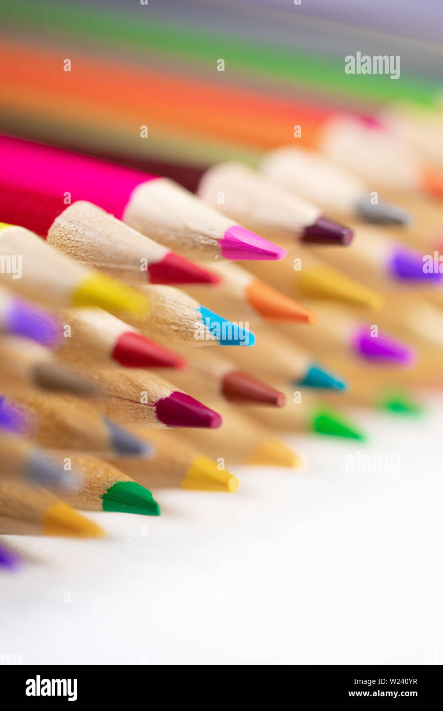 A set of colored pencils for drawing macro photography Stock Photo - Alamy