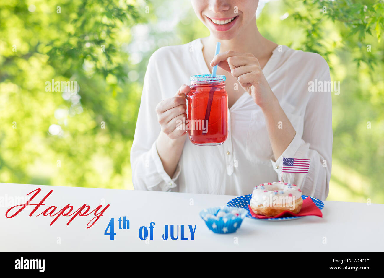 happy woman celebrating american independence day Stock Photo - Alamy
