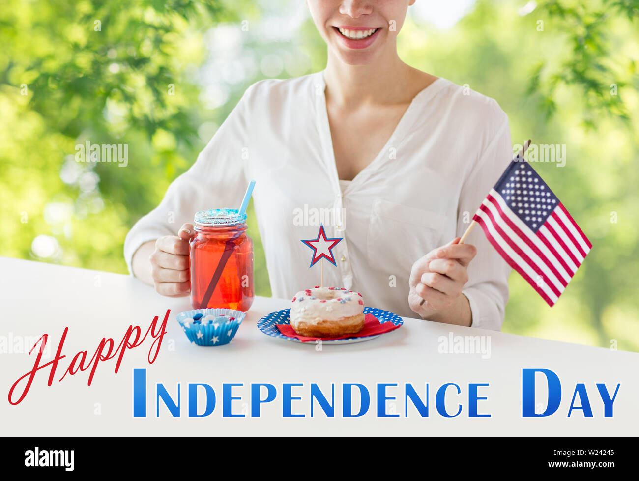 happy woman celebrating american independence day Stock Photo - Alamy