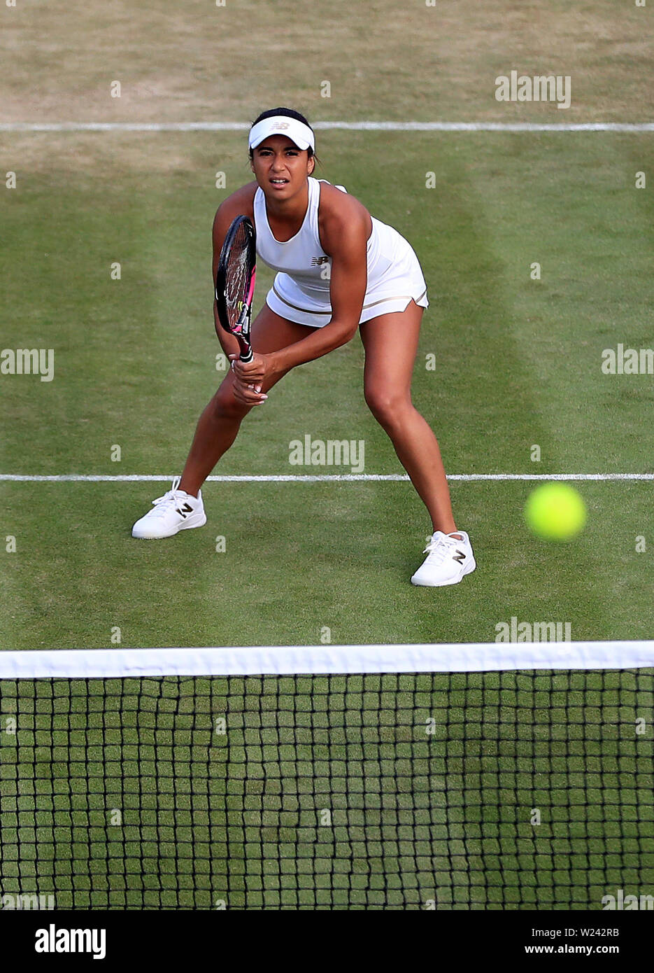 Heather Watson during her doubles match on day five of the Wimbledon ...