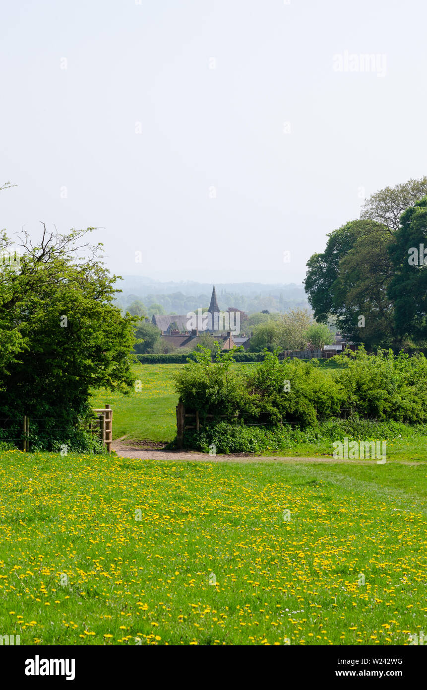 Beautiful spring landscape at little English town. Stone, Staffrodshire ...