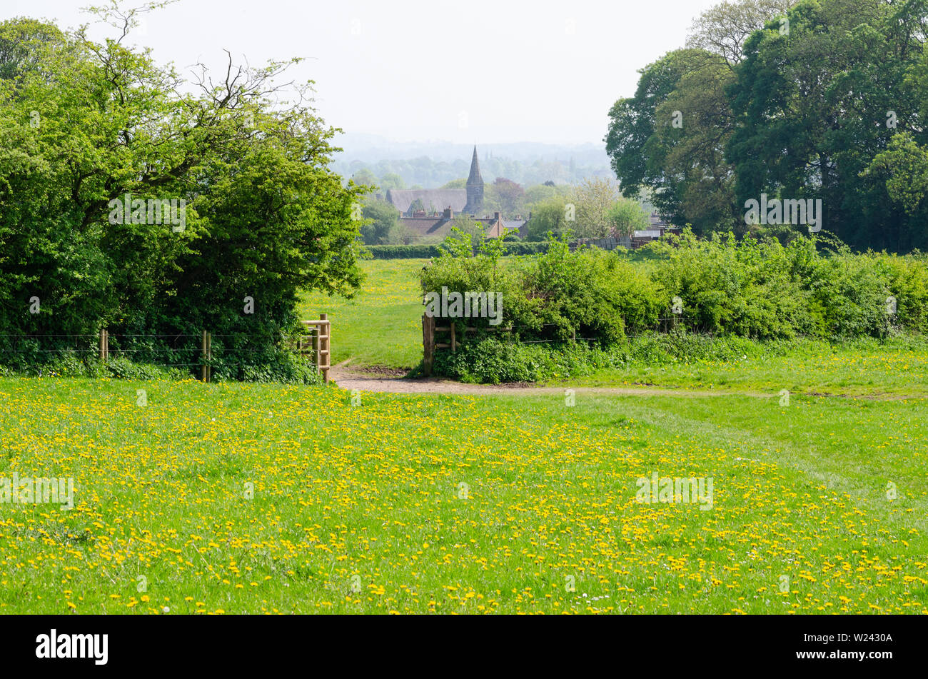 Beautiful spring landscape at little English town. Stone, Staffrodshire ...