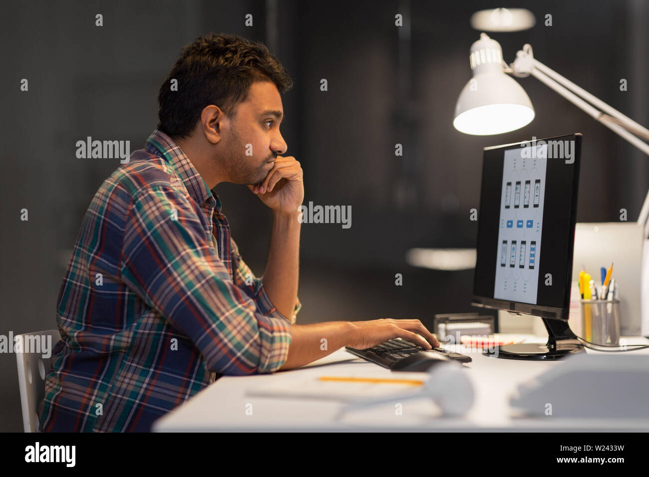 Tired programmer computer working office hi-res stock photography and ...