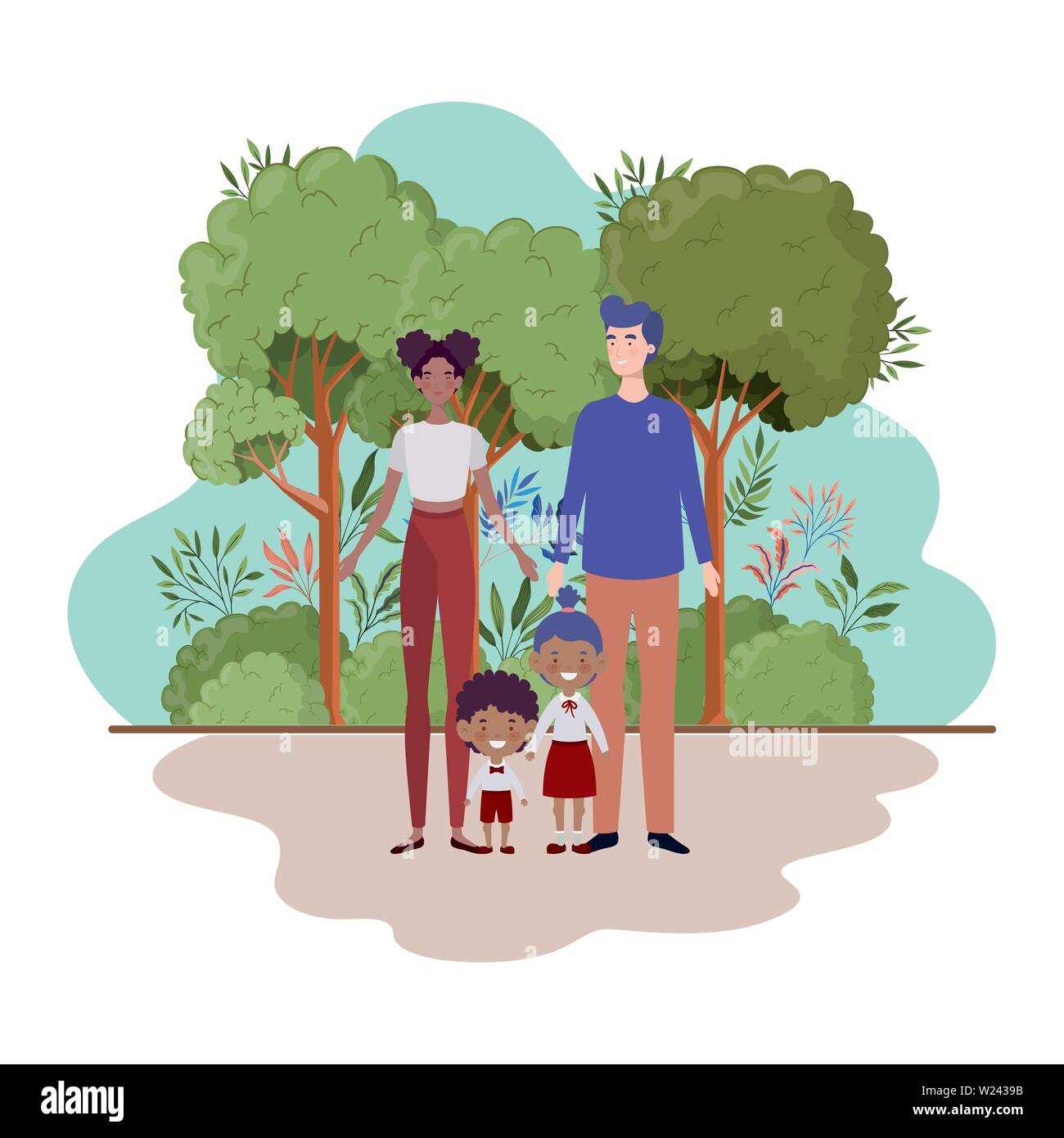 Mother children school uniform Stock Vector Images - Alamy