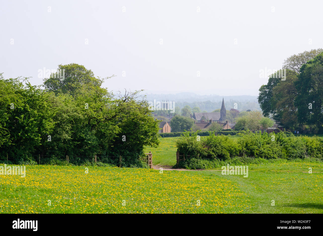 Beautiful spring landscape at little English town. Stone, Staffrodshire ...