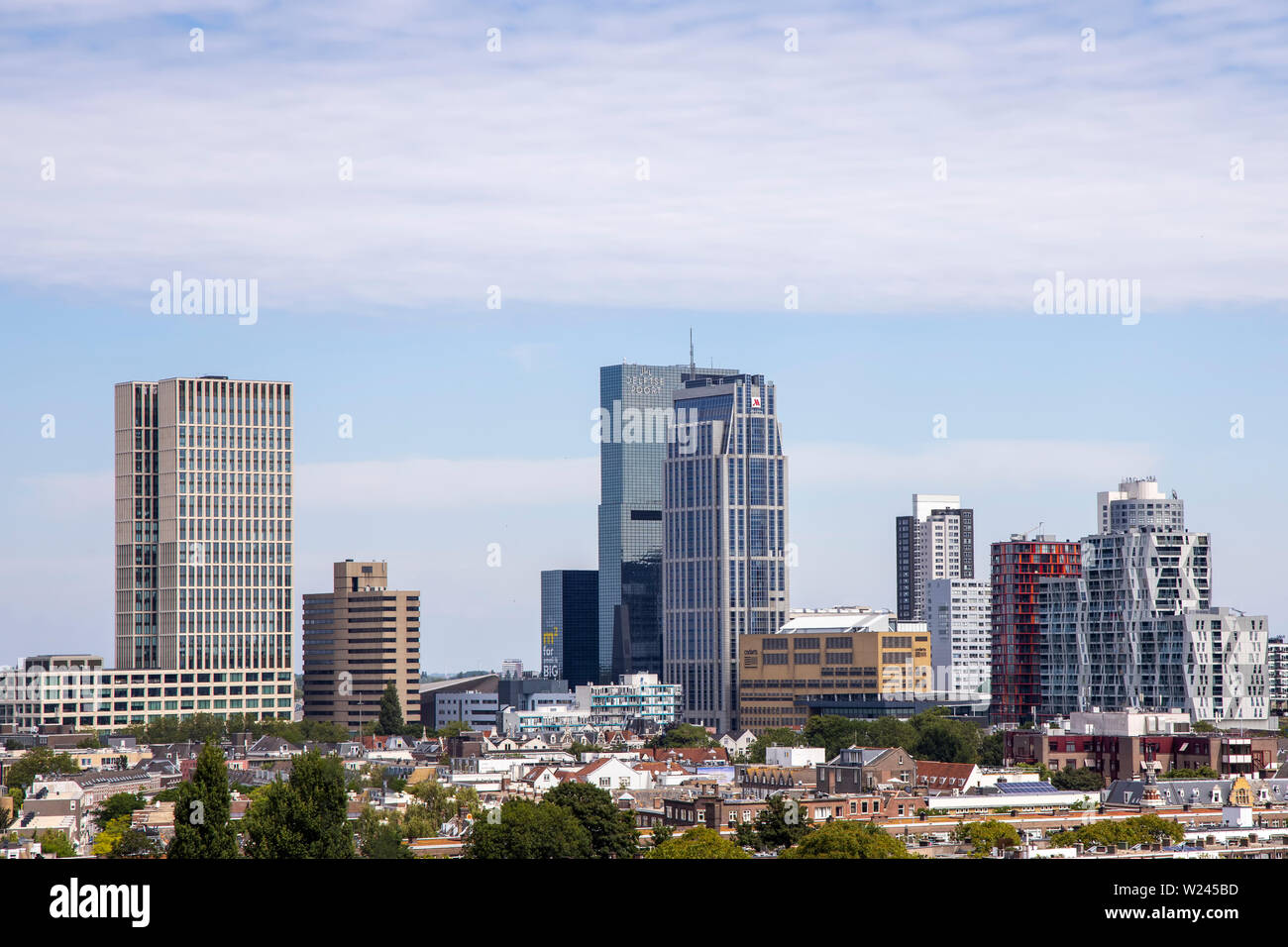 Rotterdam downtown, a view from above, showing the apartment and office ...