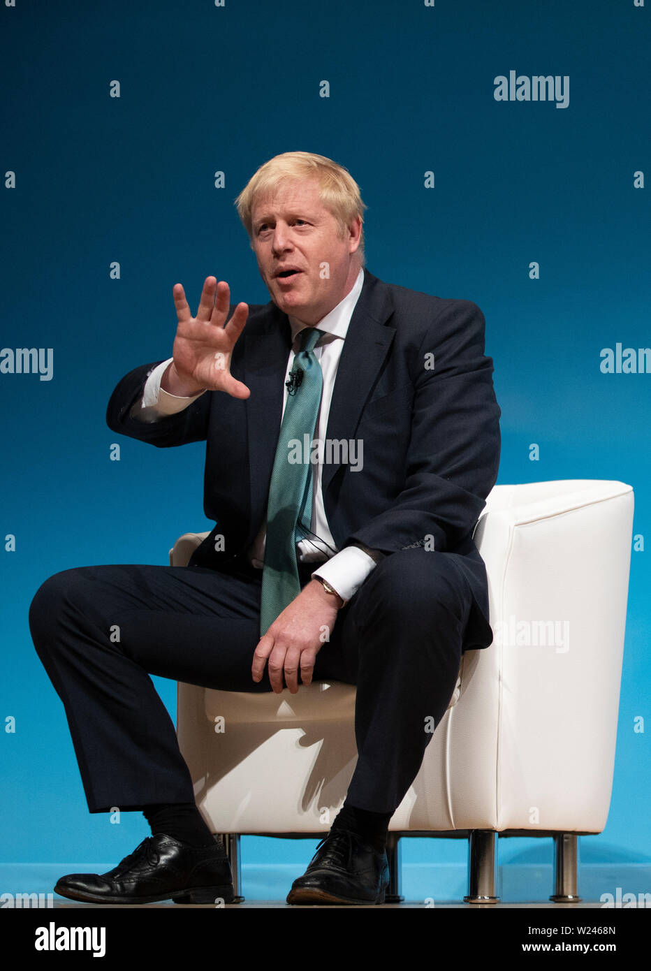 Conservative party leadership contender Boris Johnson on stage during a ...
