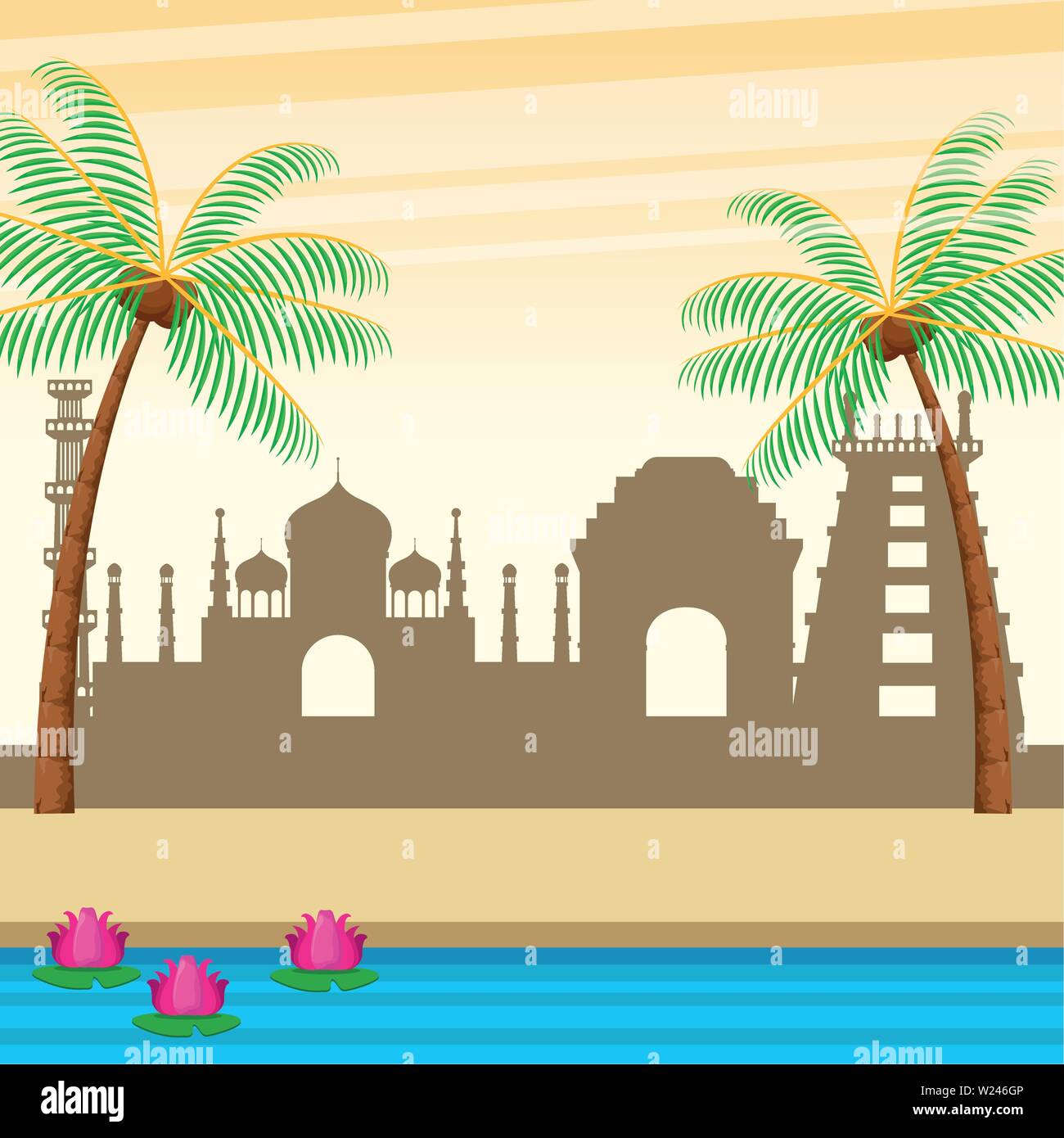 Indian nature scenery view Stock Vector Images - Alamy