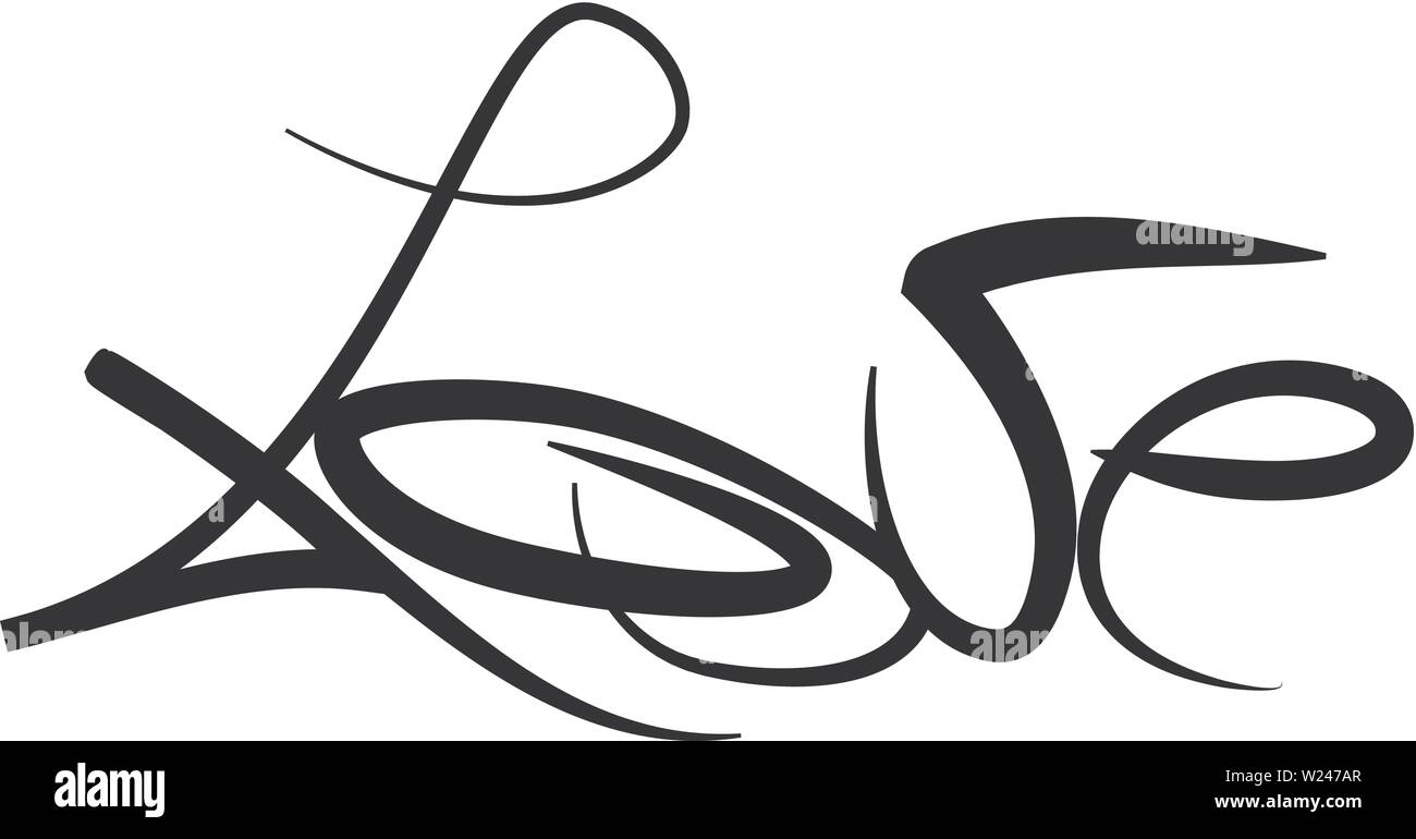 Handwritten word love in black on white background Stock Vector Image ...