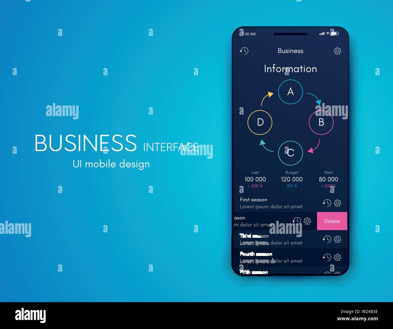 Vector graphics mobile infographics with four options. Template for ...