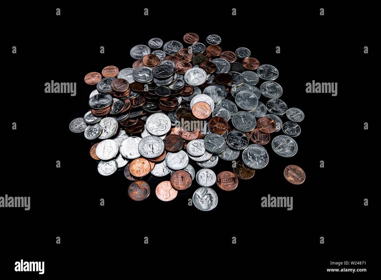 Coin background. Pennies/Quarters/ Cents Stock Photo - Alamy