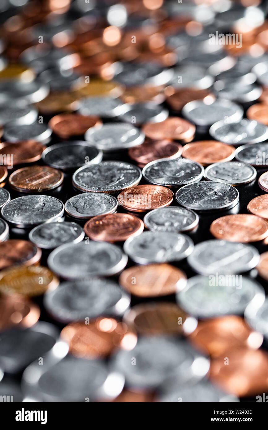 Coin background. Pennies/Quarters/ Cents Stock Photo - Alamy