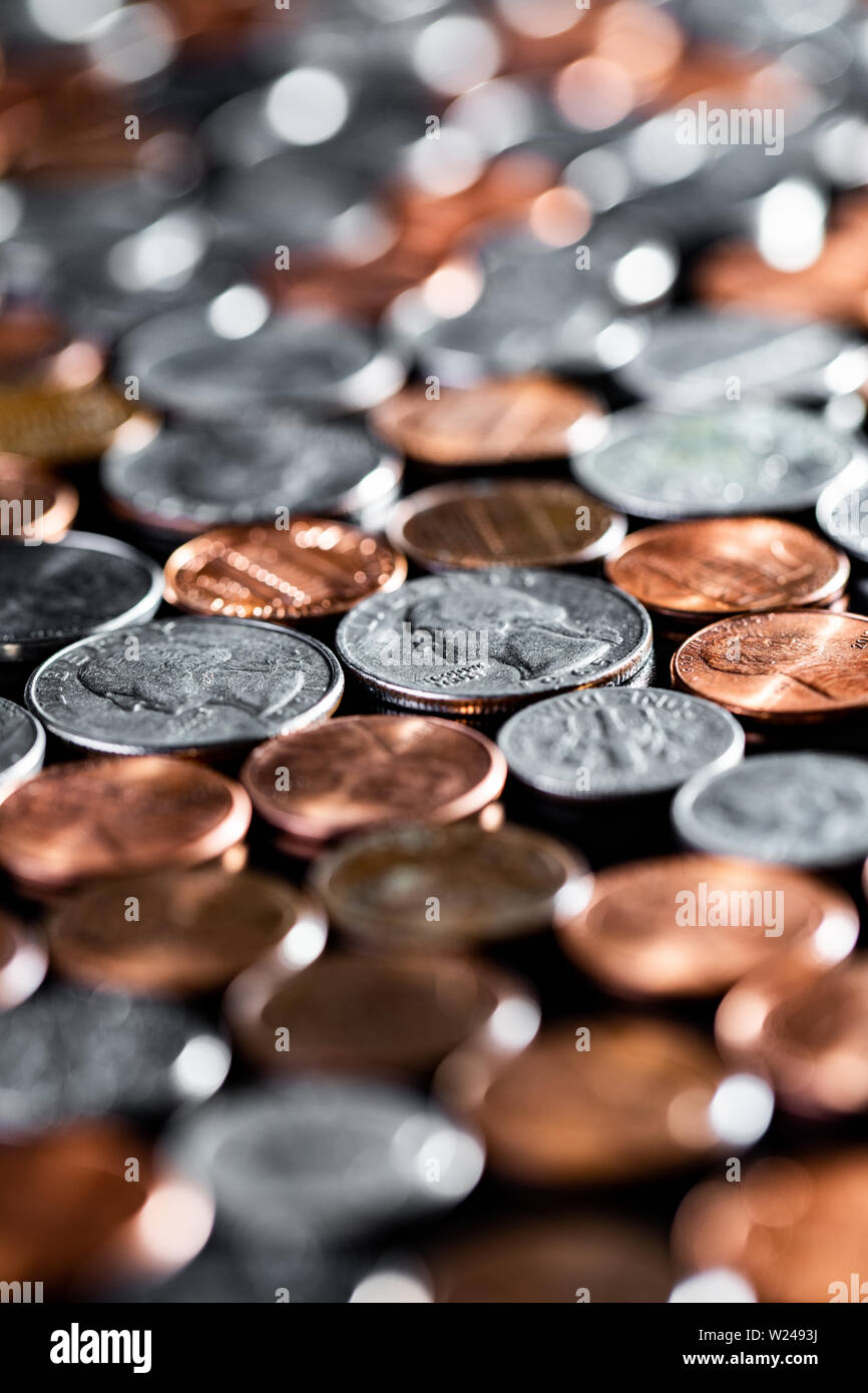 Coin background. Pennies/Quarters/ Cents Stock Photo - Alamy