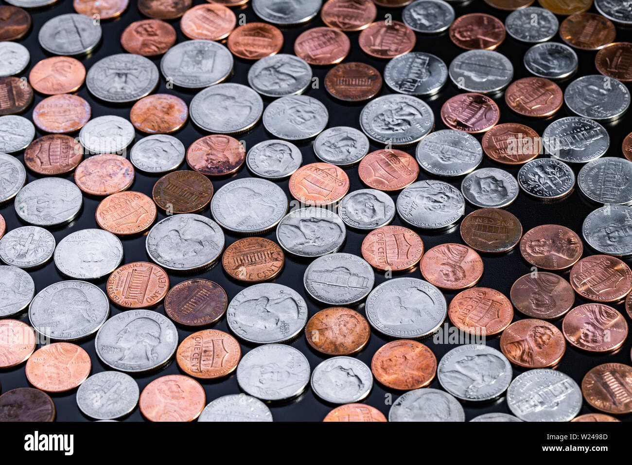 Coin background. Pennies/Quarters/ Cents Stock Photo - Alamy