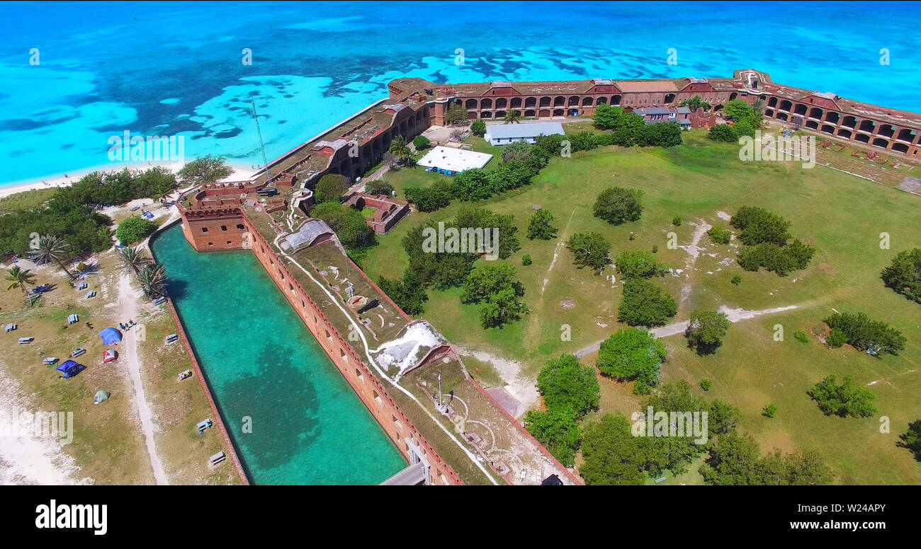 Dry Tortugas National Park. Florida. Fort Jefferson. USA. Aerial view ...