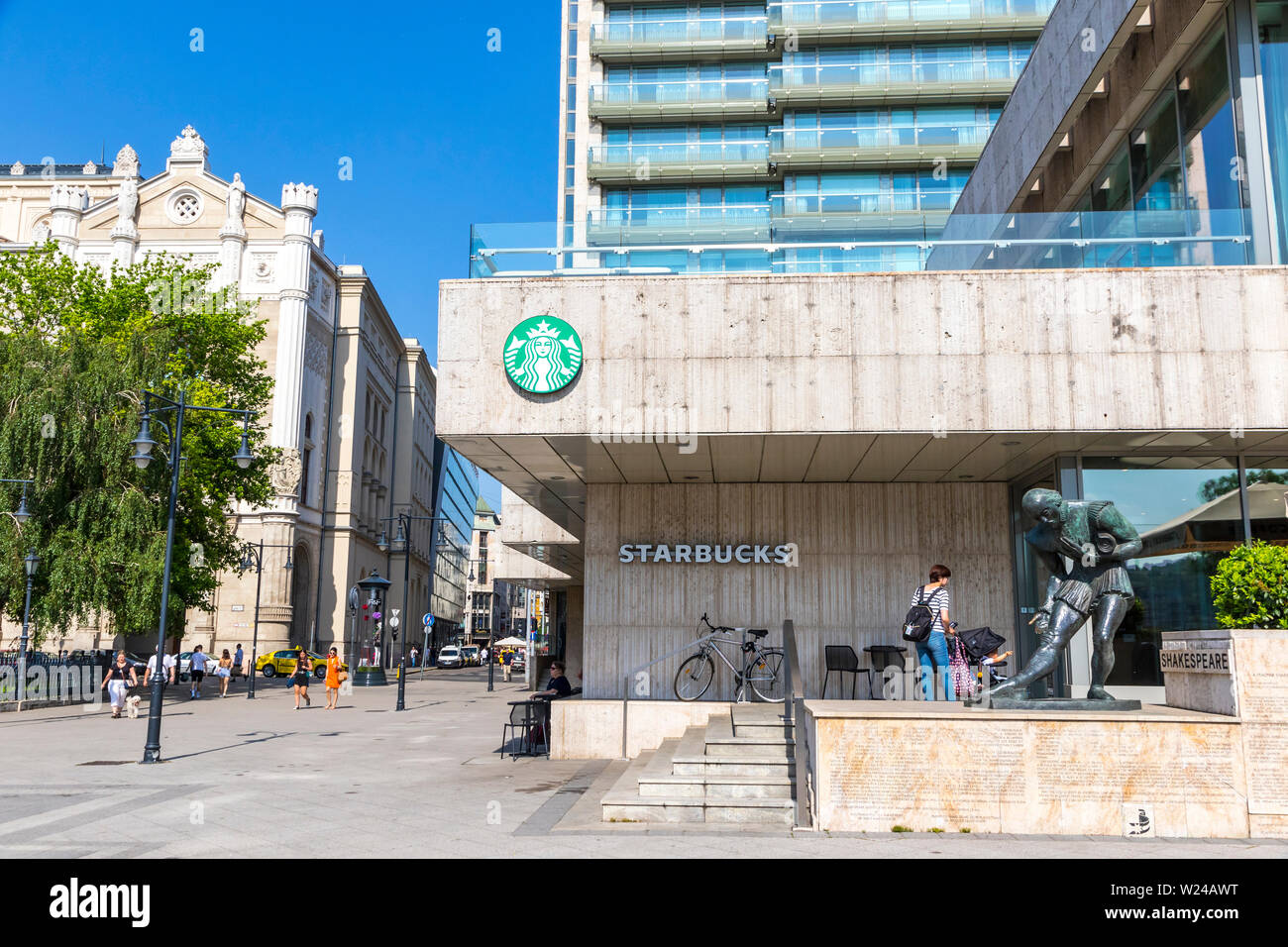 Budapest, Hungary - May 5, 2018: Starbucks Promenade Cafe on Vigado ...