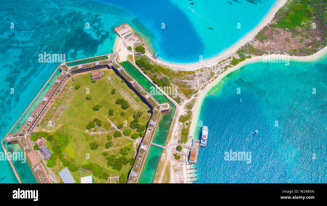 Dry Tortugas National Park. Florida. Fort Jefferson. USA. Aerial view ...