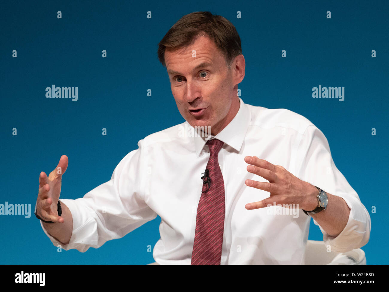 Conservative party leadership contender Jeremy Hunt on stage during a ...