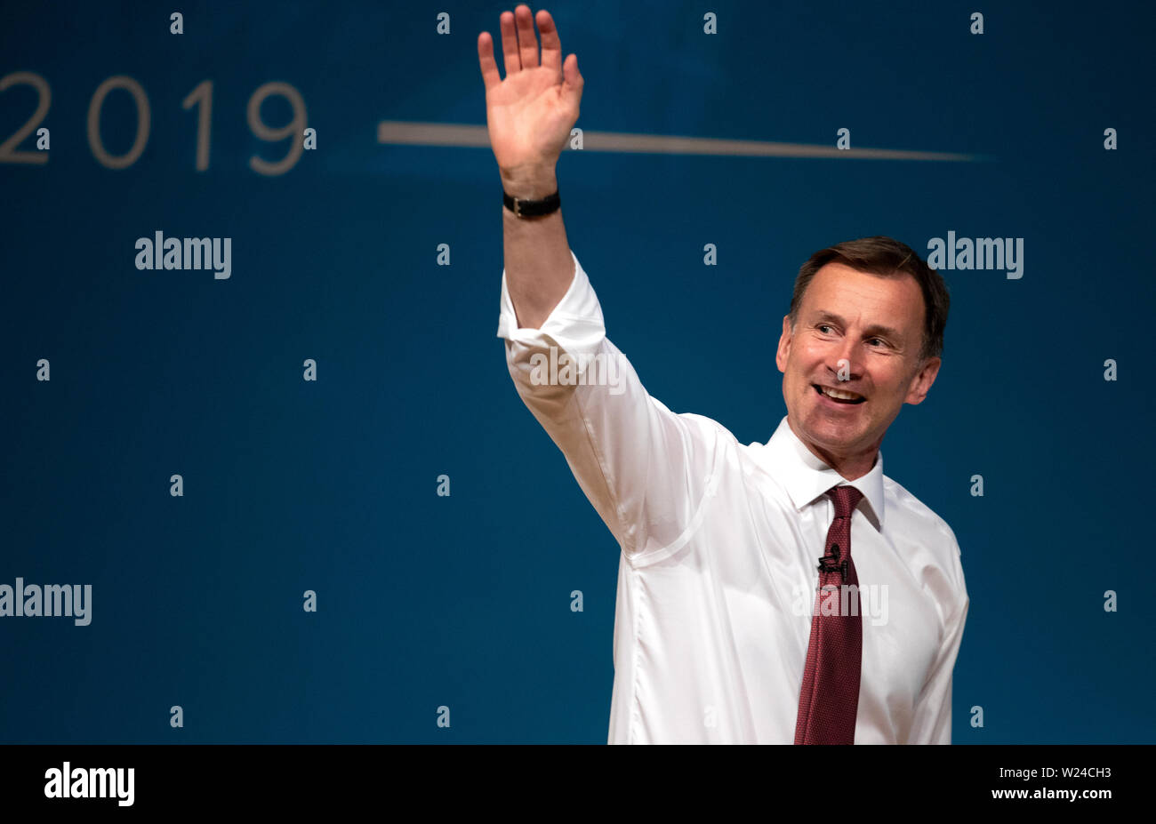 Conservative party leadership contender Jeremy Hunt on stage during a ...