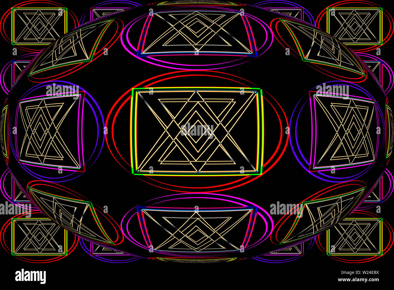 Colorful illusions design with different shapes fine art background ...