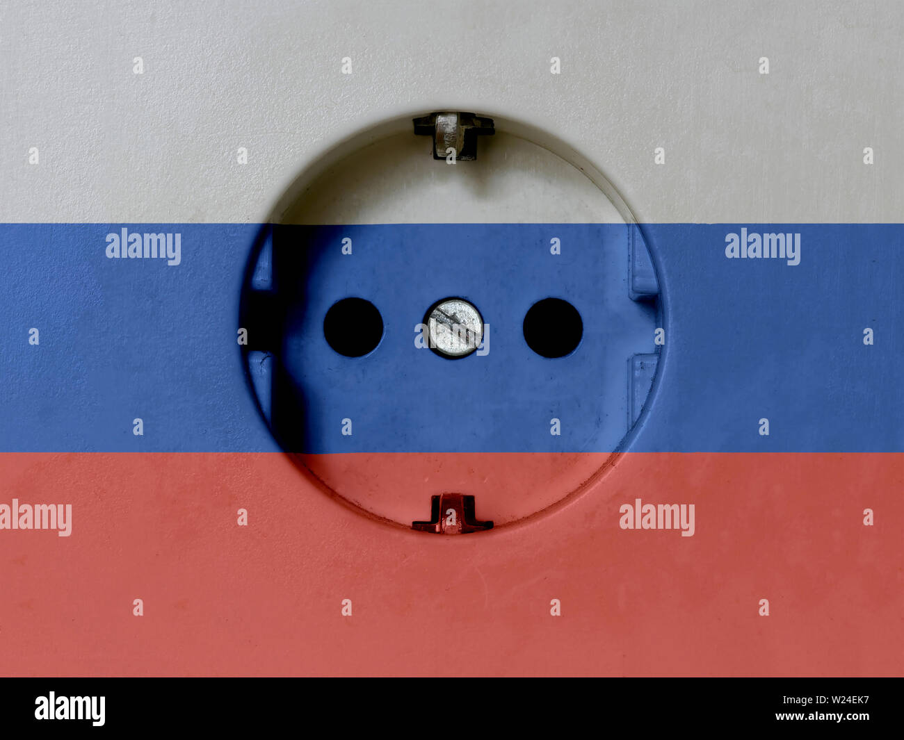 Electricity Concept: Dirty Type F Power Socket With Russia Flag Stock ...