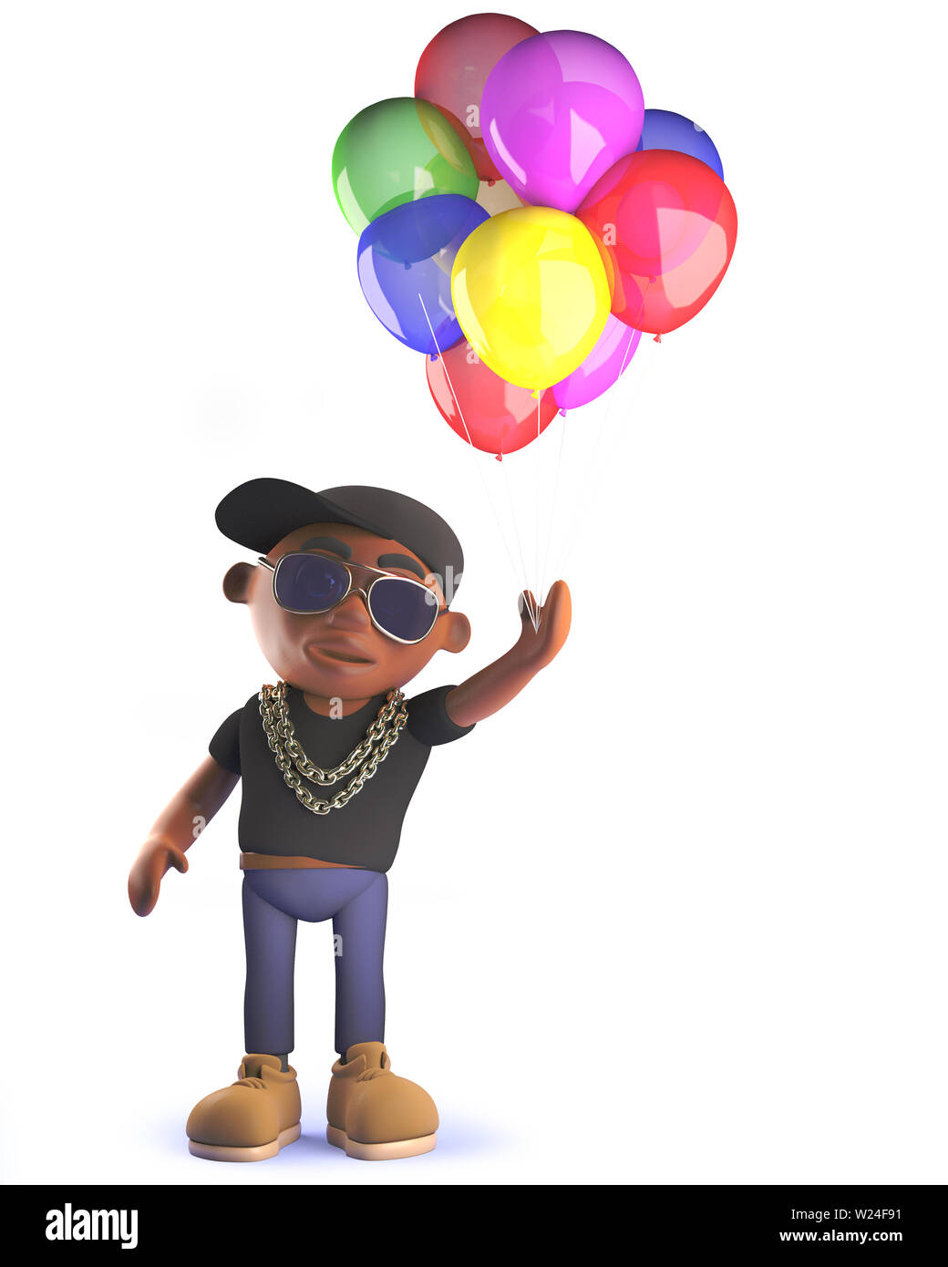 Rendered image of a cartoon black African American hip hop rapper in 3d ...