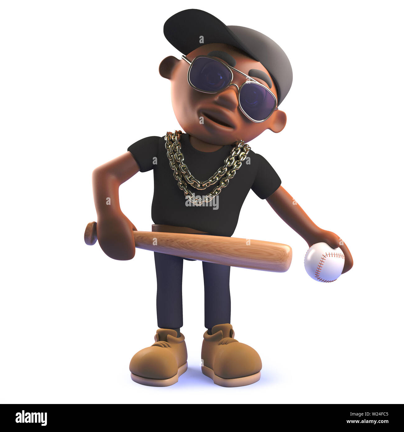 Rendered in 3d of a cartoon black African American hiphop rapper in 3d ...