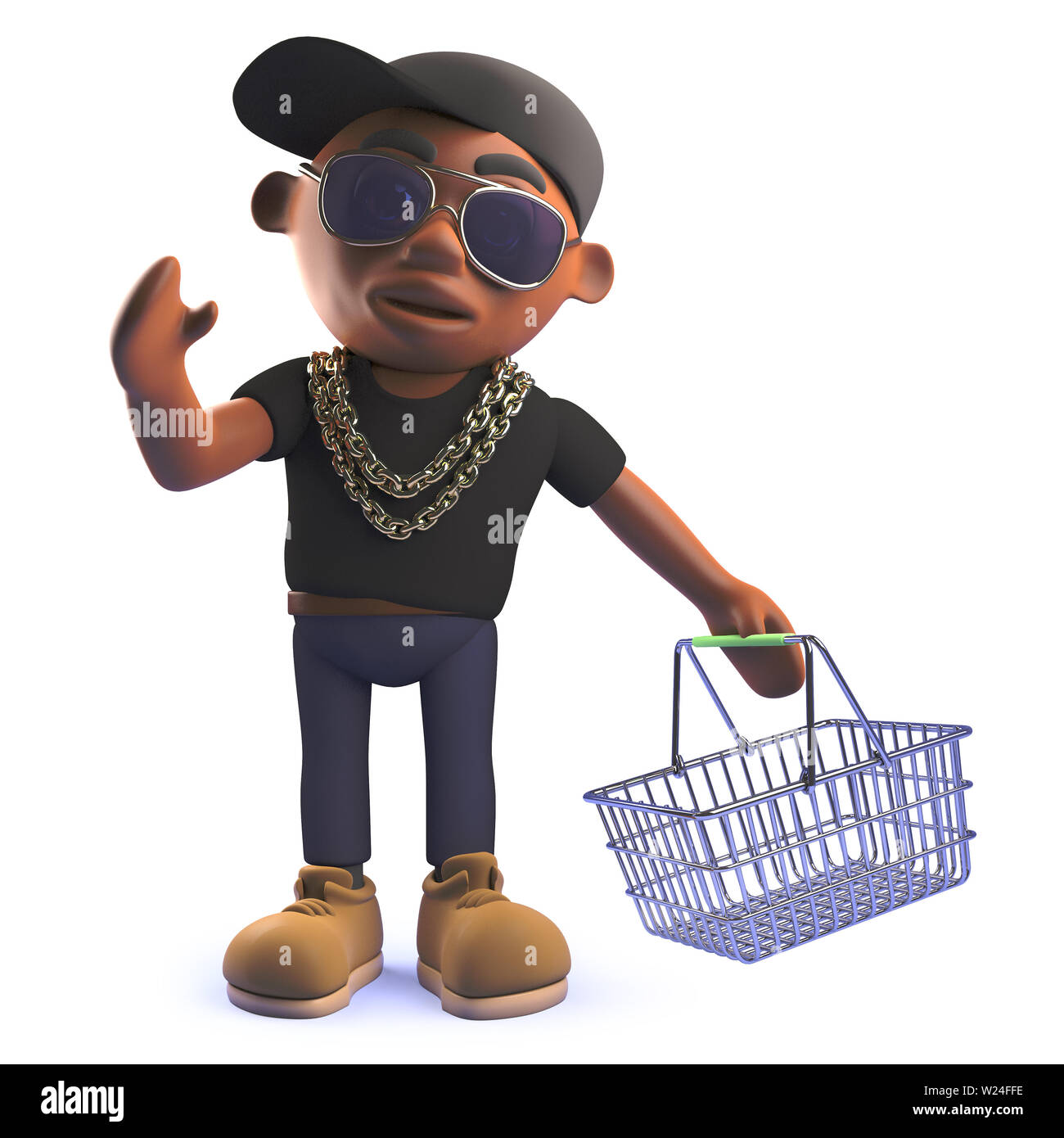Rendered 3d image of a 3d cartoon African American hiphop rapper in 3d ...