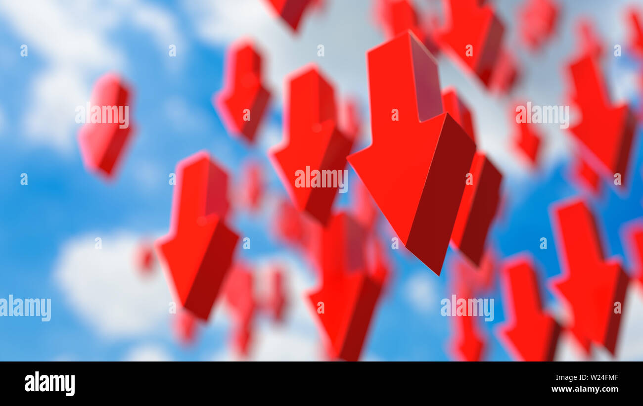 Red menacing arrows raining from the sky, symbolizing a downtrend Stock ...
