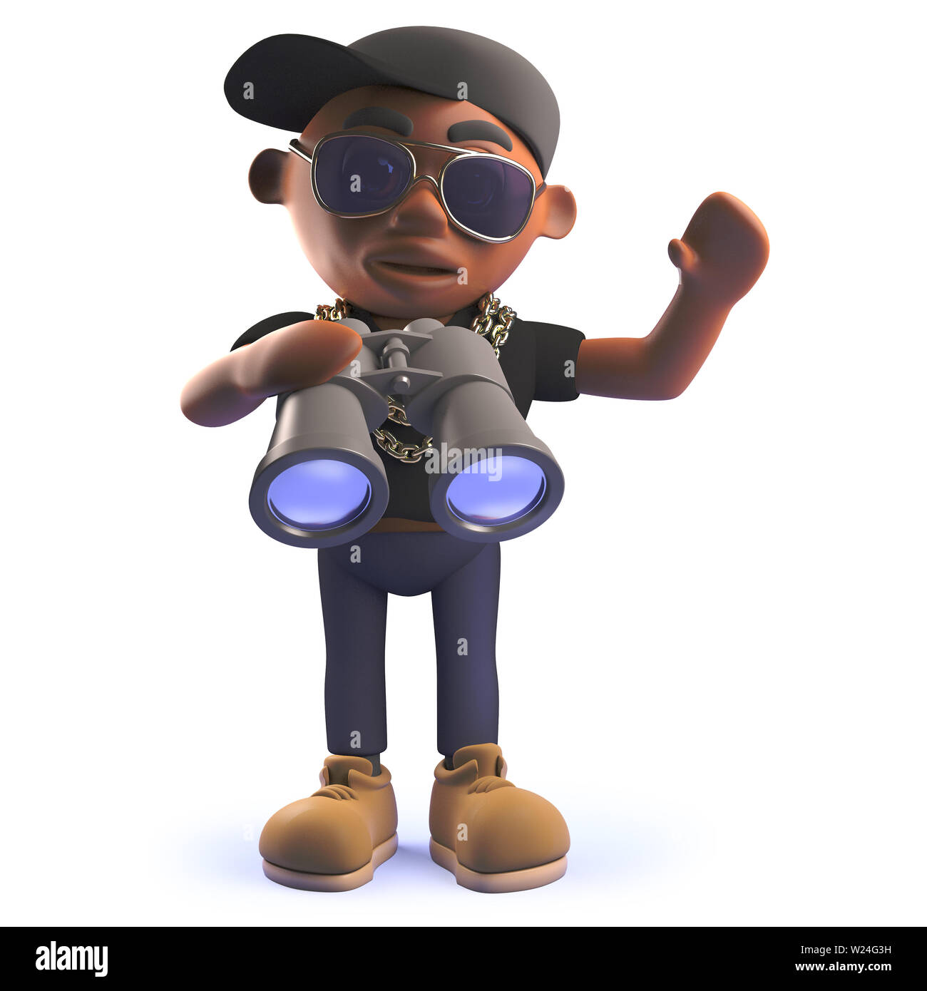 Rendered image of a cartoon 3d black African American hiphop rapper ...