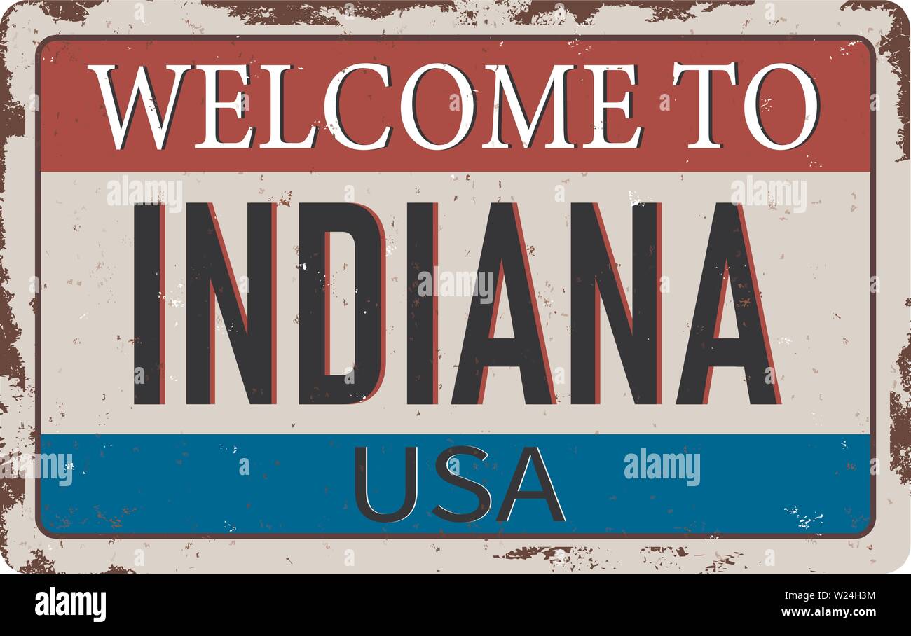 Indiana vintage rusty metal sign on a white background, vector ...