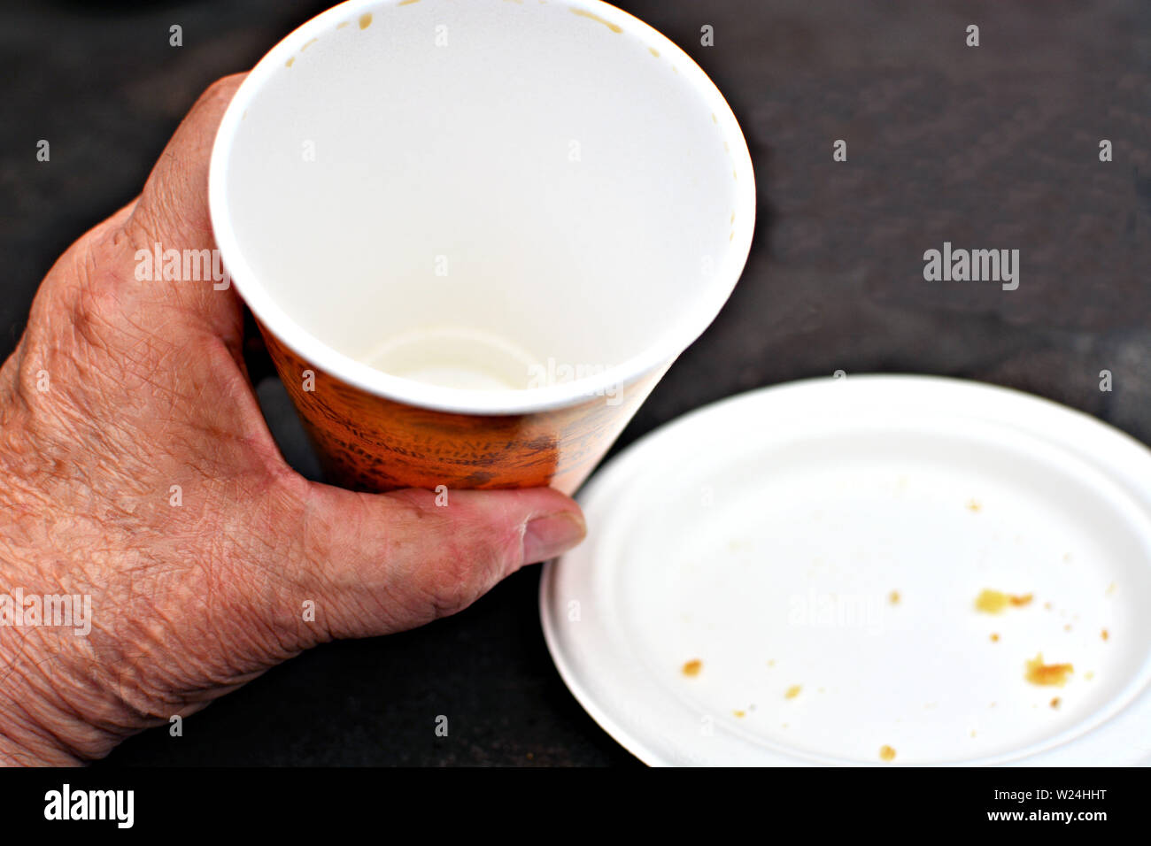 Empty coffee cup plate crumbs hi-res stock photography and images - Alamy